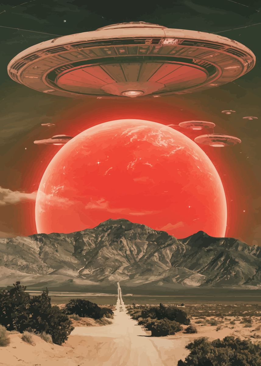 'UFO Over Red Planet' Poster, picture, metal print, paint by Dark ...