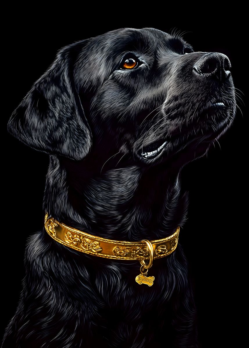 'Black & Gold Labrador' Poster, picture, metal print, paint by OhadOron ...