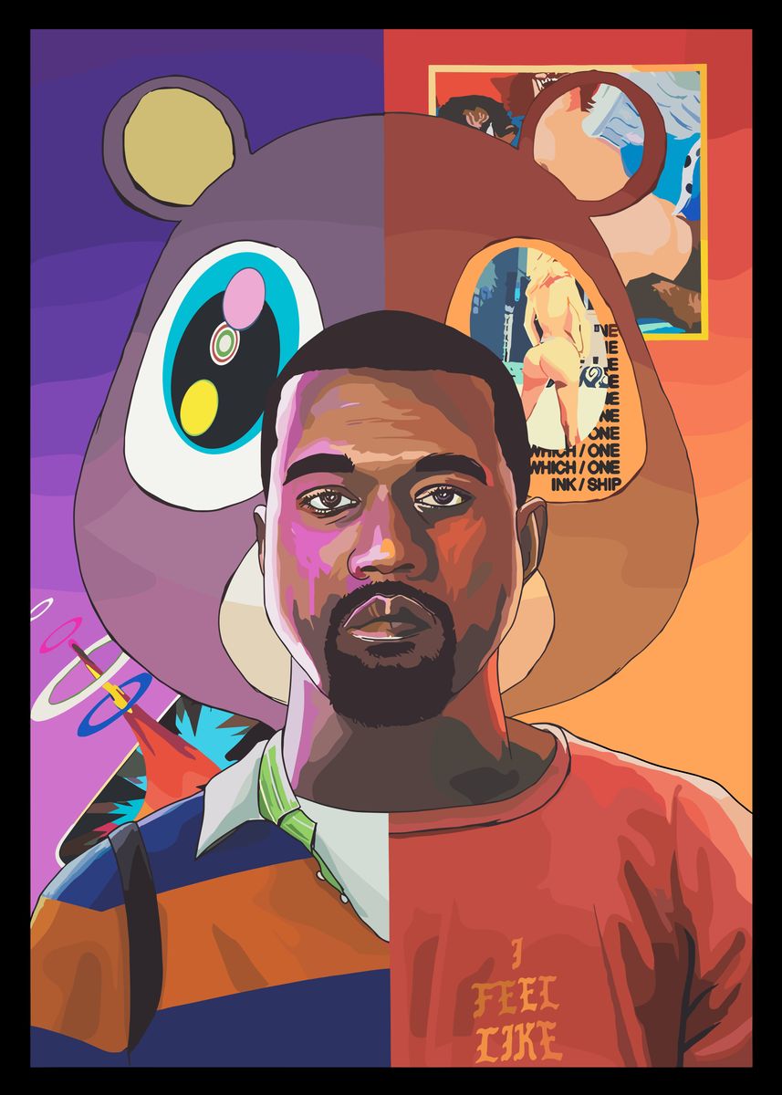 'Kanye West ' Poster, picture, metal print, paint by Snoor | Displate