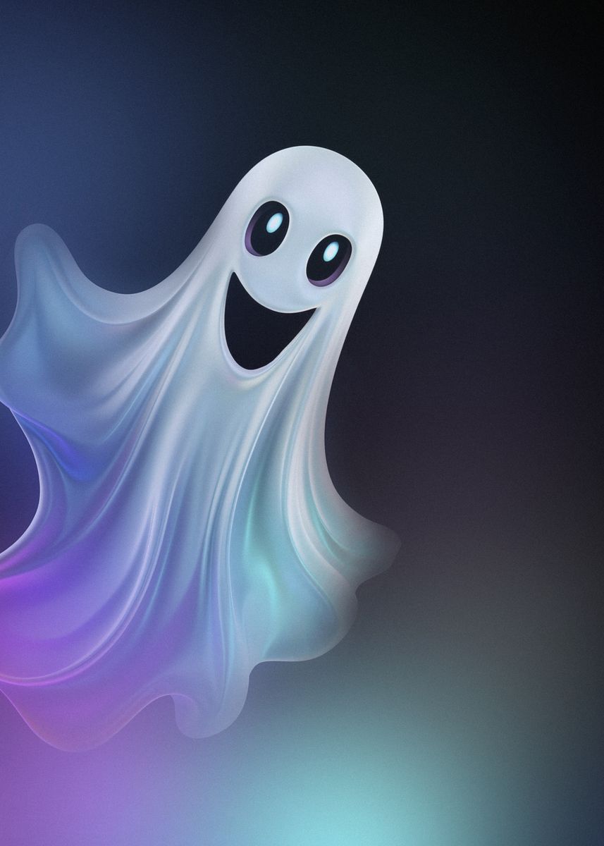 'Smiling Ghost Illustration' Poster, picture, metal print, paint by ...