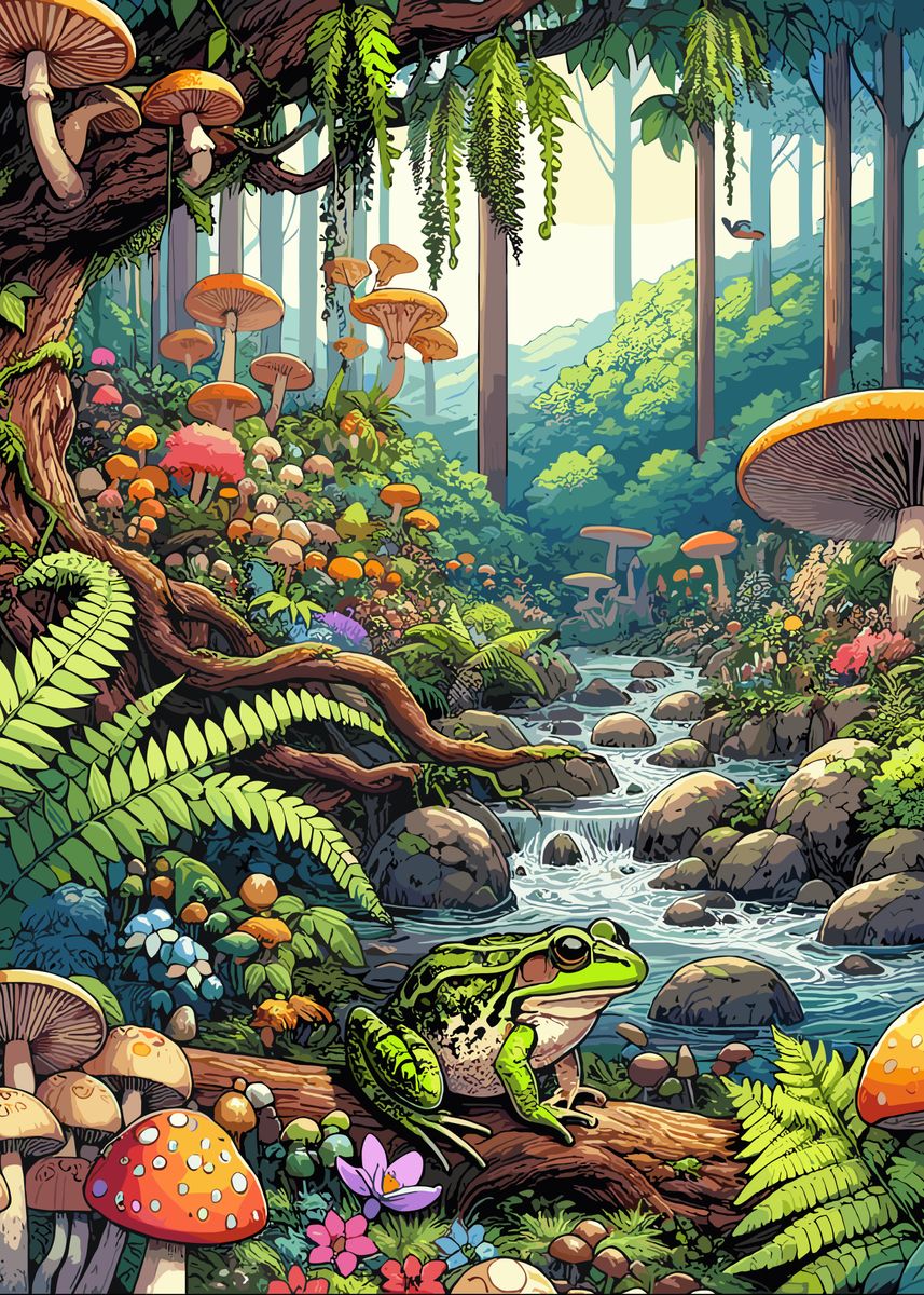 'Goblincore Enchanted Forest' Poster, picture, metal print, paint by ...