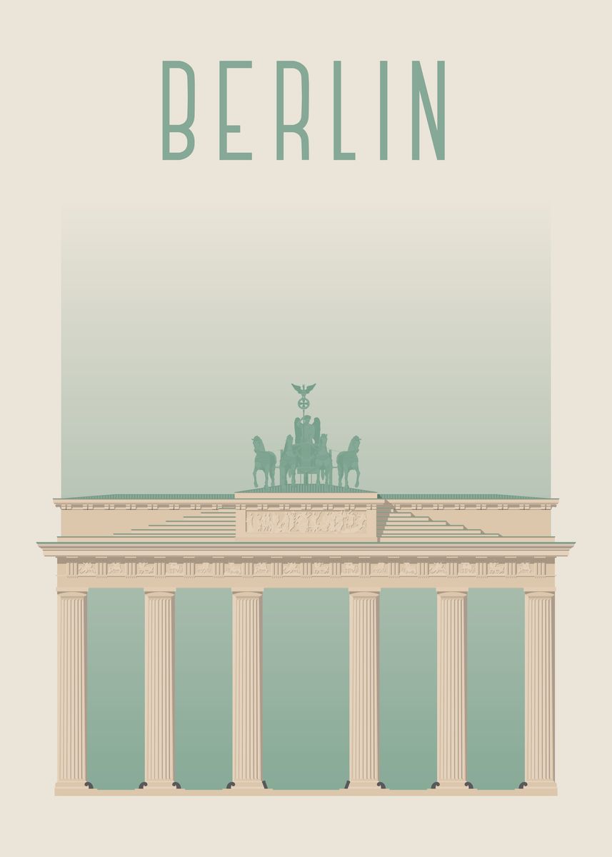'Berlin Skyline Illustration Poster' Poster, picture, metal print ...