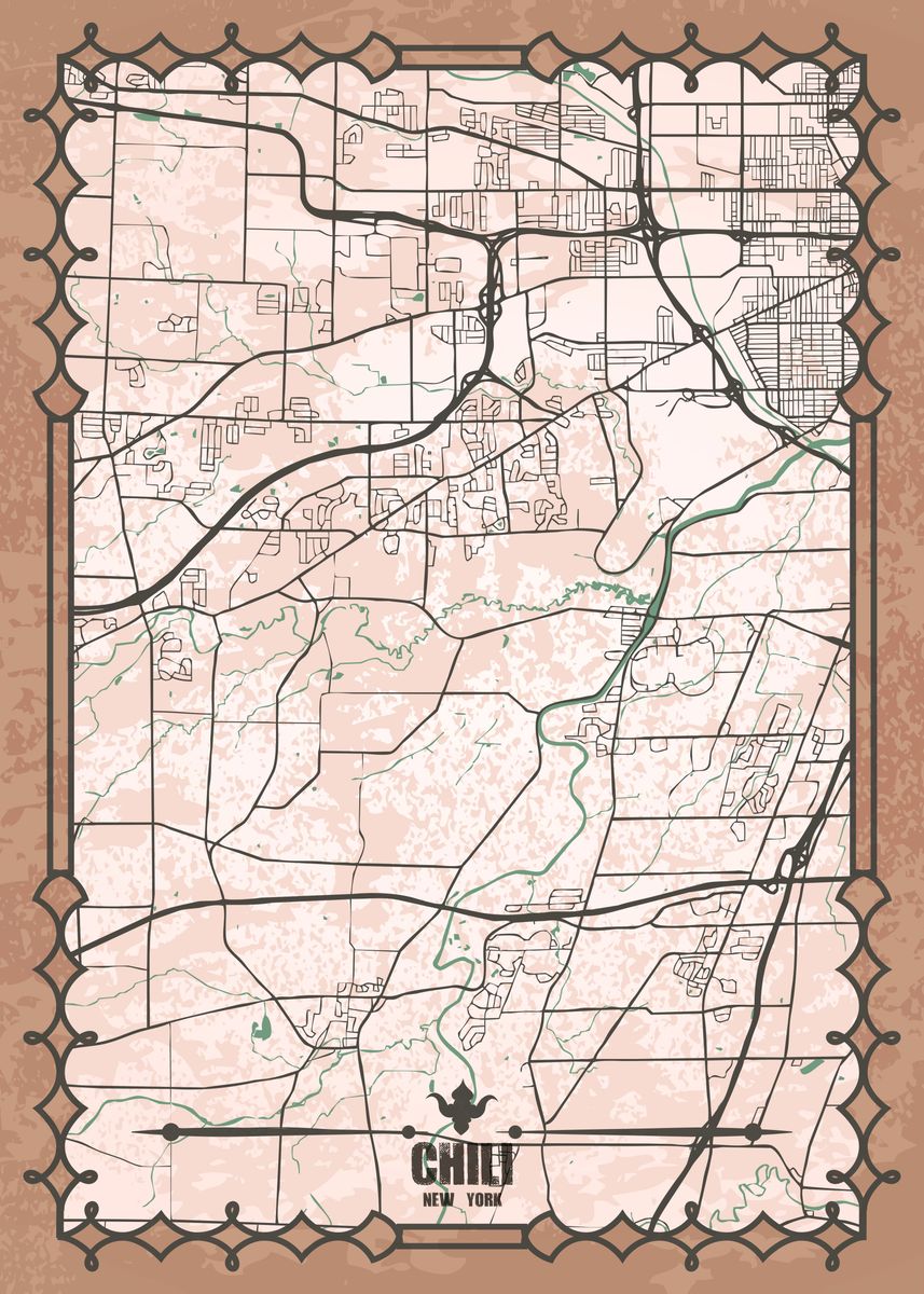 'Chili, New York Map' Poster, picture, metal print, paint by DE Maps ...