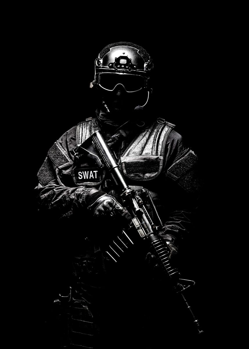 'SWAT Officer Silhouette' Poster, picture, metal print, paint by Ericc ...