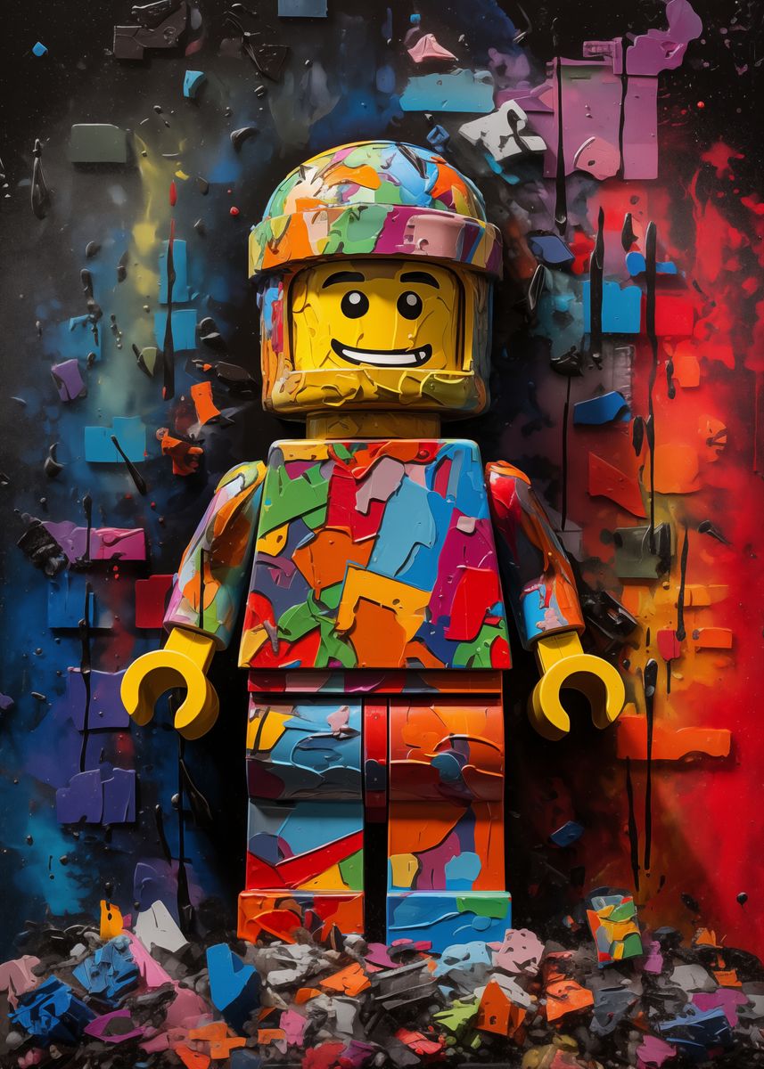 'Lego Man Pop Art' Poster, picture, metal print, paint by WallDesign ...