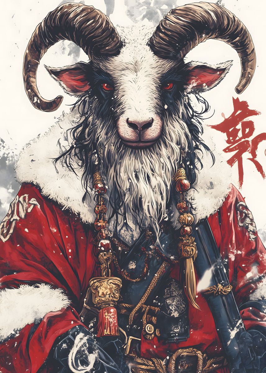 ' Goat Santa Claus Painting' Poster, picture, metal print, paint by ...