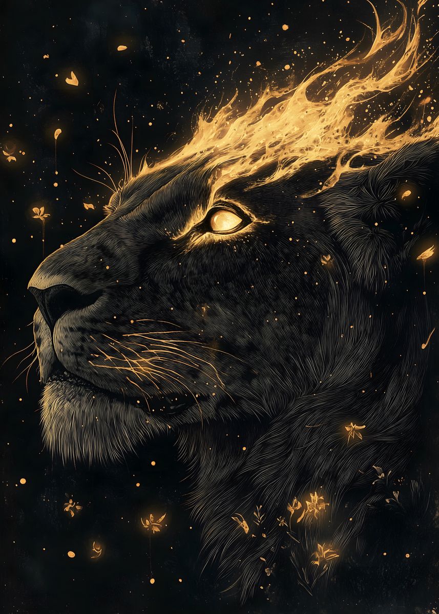 'Fiery Lioness' Poster, picture, metal print, paint by Melvina Poole ...