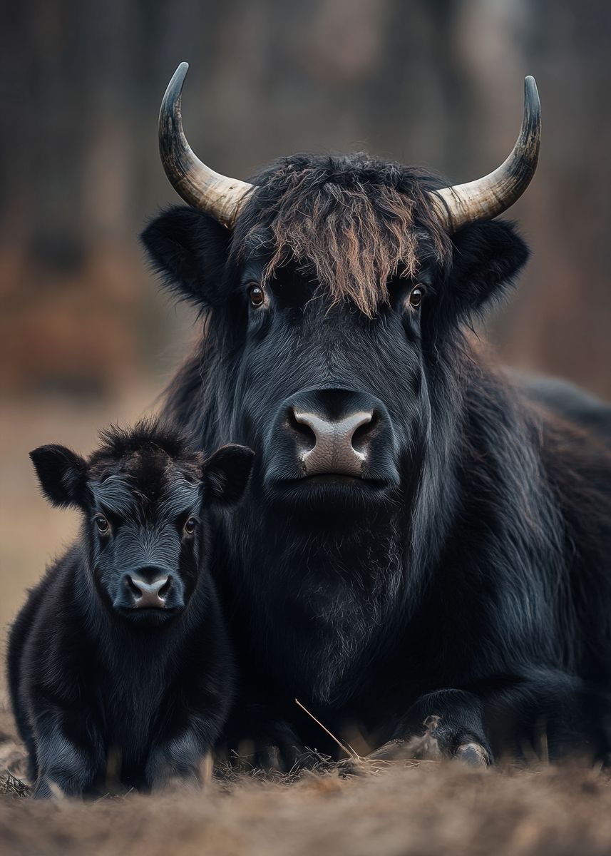 'Black Cow and Calf' Poster, picture, metal print, paint by Kai Scope ...