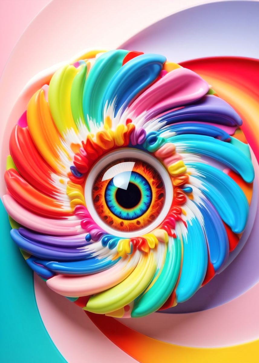 'Rainbow Eye Abstract Art' Poster, picture, metal print, paint by Jason ...