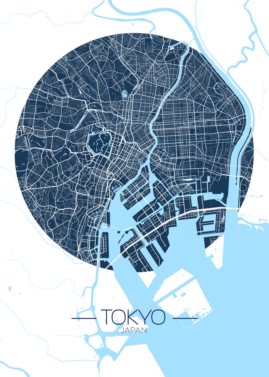 'Tokyo City Map' Poster, picture, metal print, paint by MyDigitalMind ...