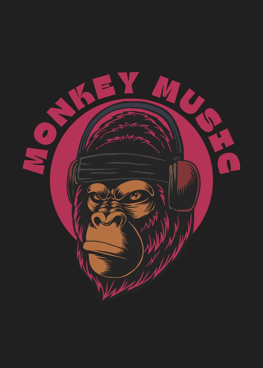 'Gorilla Music Logo' Poster, picture, metal print, paint by Premium ...