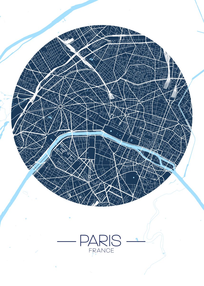'Paris City Map' Poster, picture, metal print, paint by MyDigitalMind ...