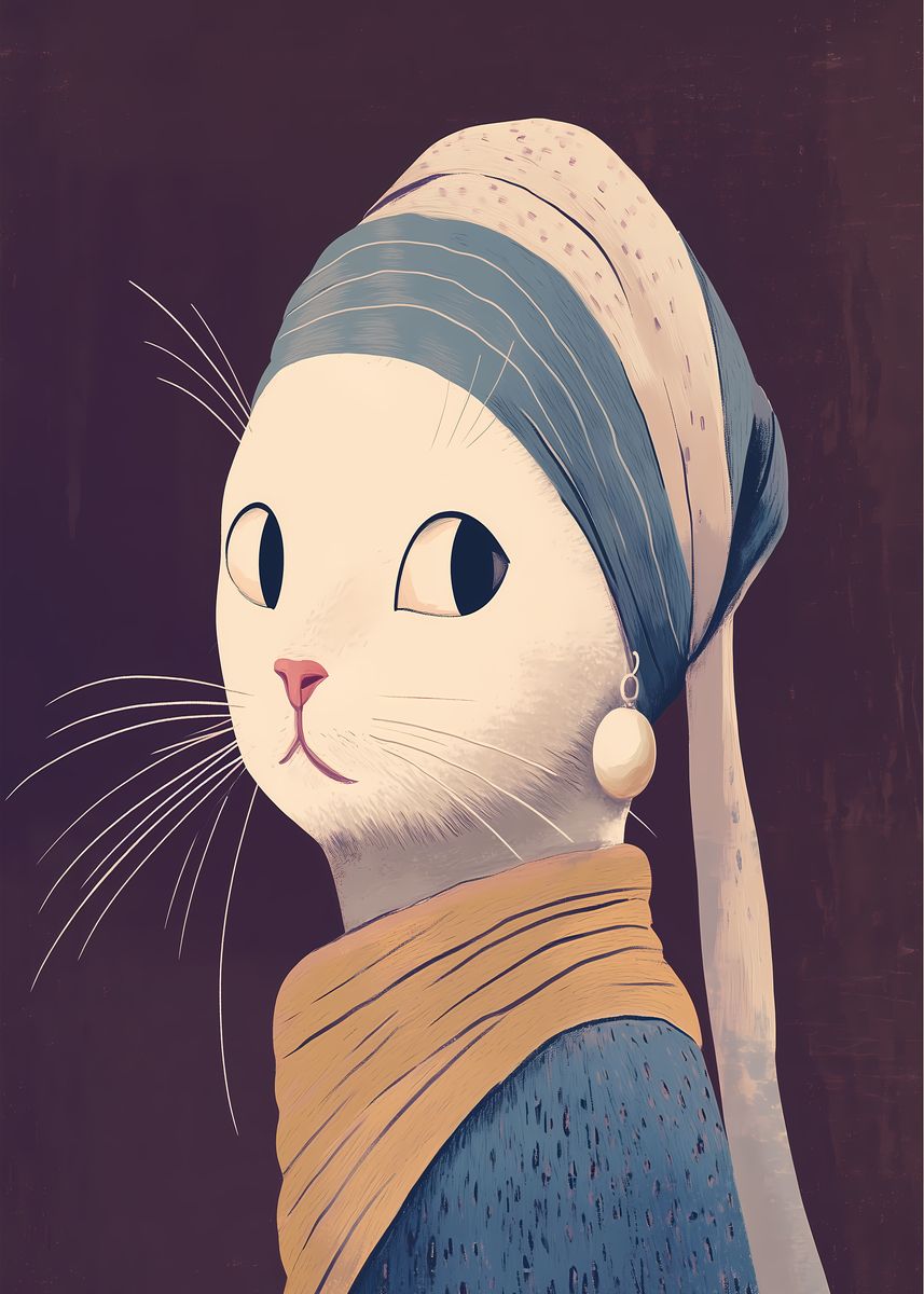 'Cat in a Turban' Poster, picture, metal print, paint by RiverRichh ...
