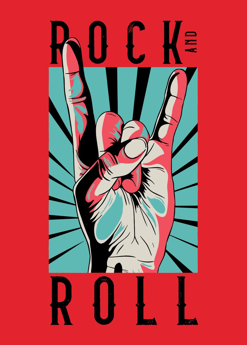 'Rock and Roll Hand Sign' Poster, picture, metal print, paint by ...