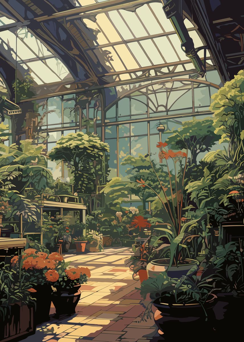 'Greenhouse Garden' Poster, picture, metal print, paint by Ray Crimson ...