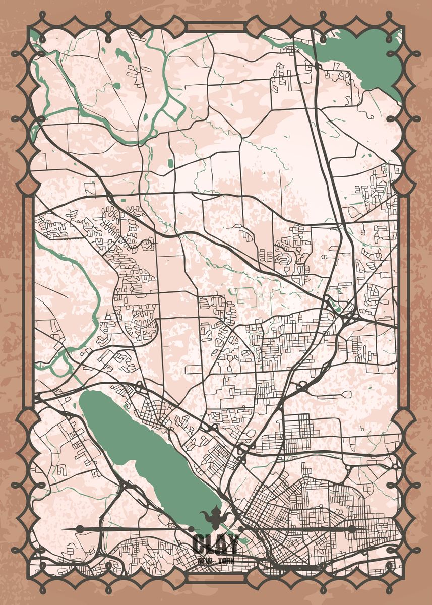 'Clay, New York Map' Poster, picture, metal print, paint by DE Maps ...