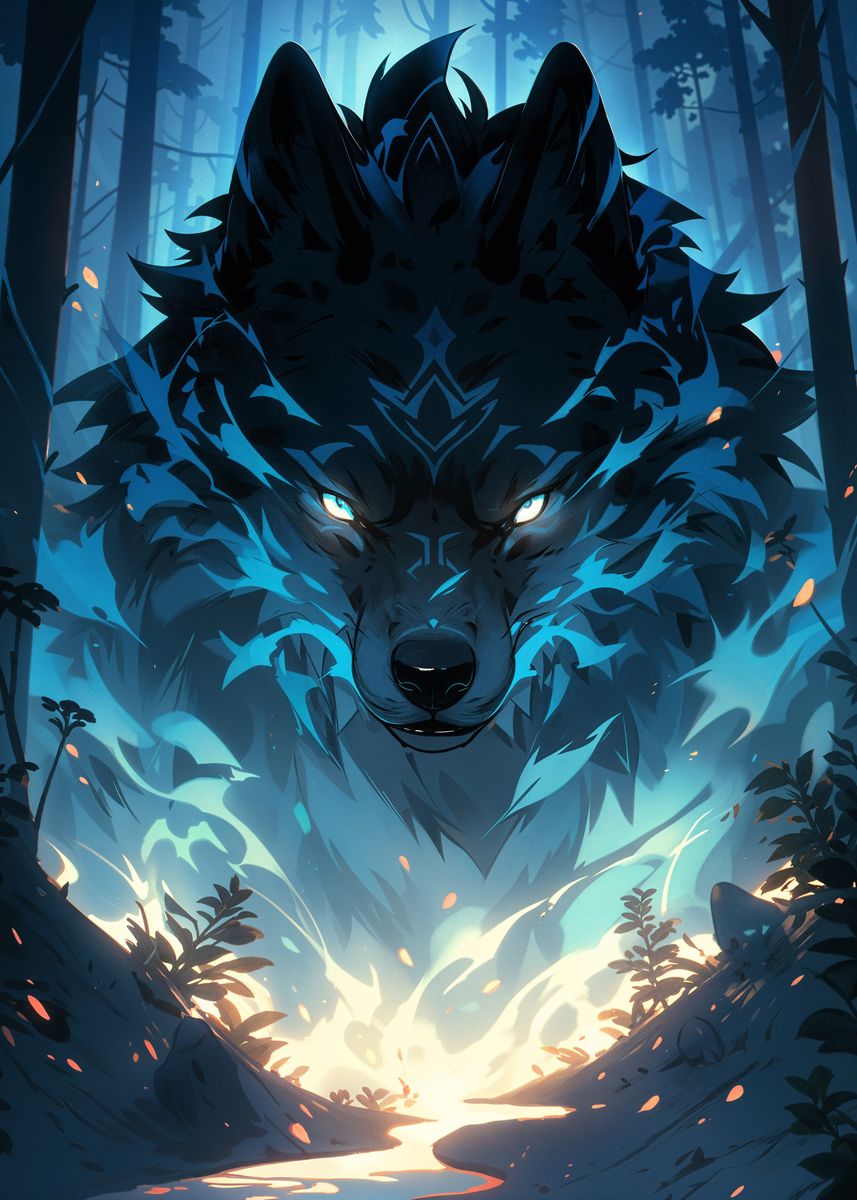 'Blue Wolf Spirit' Poster, picture, metal print, paint by SuperNova ...