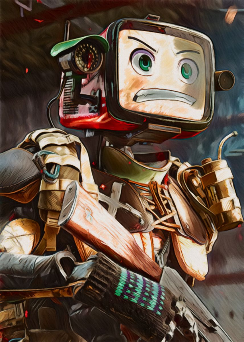 'TV Head Robot with Gun' Poster, picture, metal print, paint by Geart ...