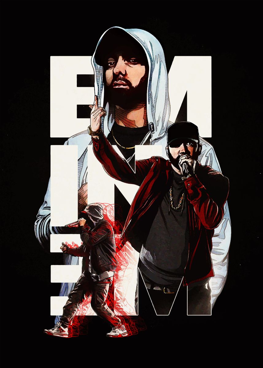 'Eminem Portrait' Poster, picture, metal print, paint by lisa black ...