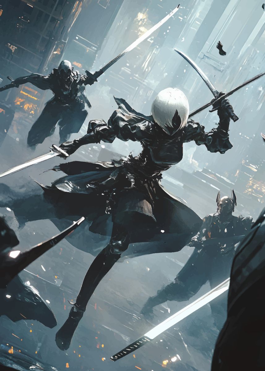 'nier automata 2B poster' Poster, picture, metal print, paint by in ...