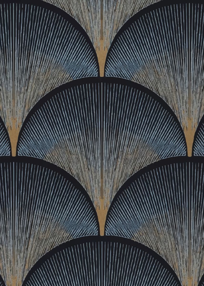 'Art Deco Fan Pattern' Poster, picture, metal print, paint by | Displate