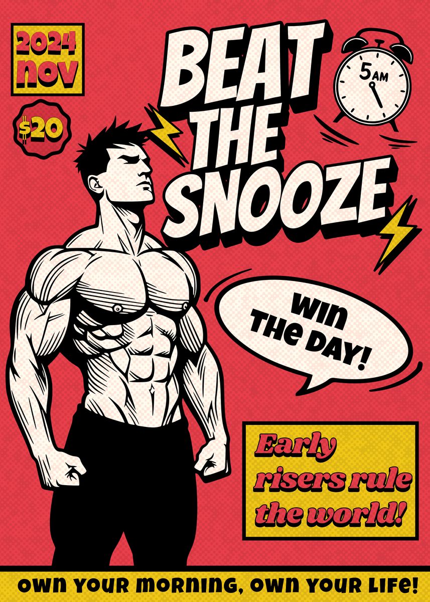 '5 AM Club Motivation Poster' Poster, picture, metal print, paint by ...