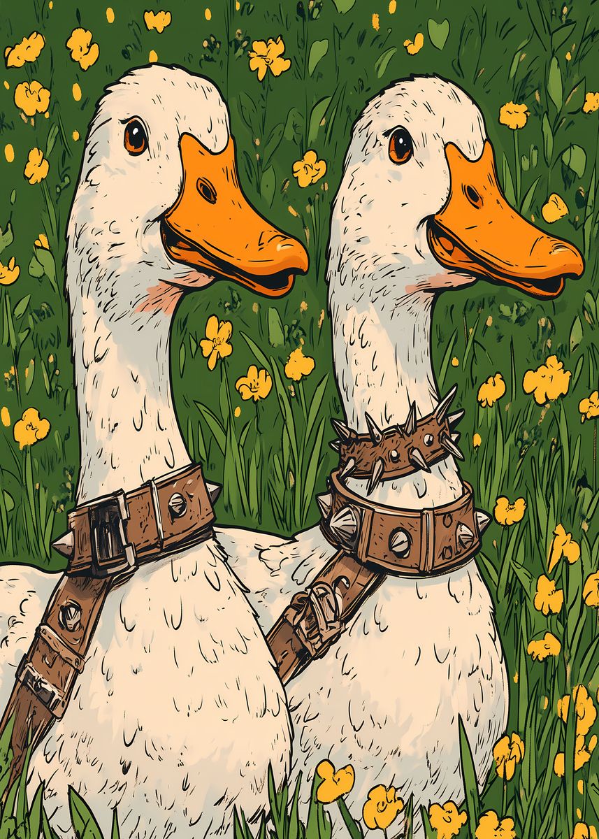 'Punk Geese' Poster, picture, metal print, paint by Toko Diwan | Displate