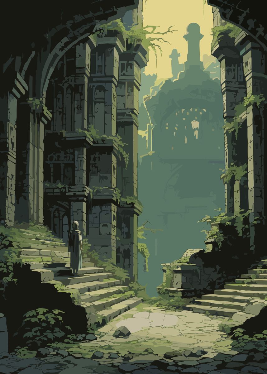 'Ancient Ruins' Poster, picture, metal print, paint by Ray Crimson ...