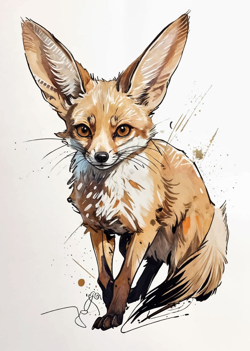 'Fennec Fox Illustration' Poster, picture, metal print, paint by ...