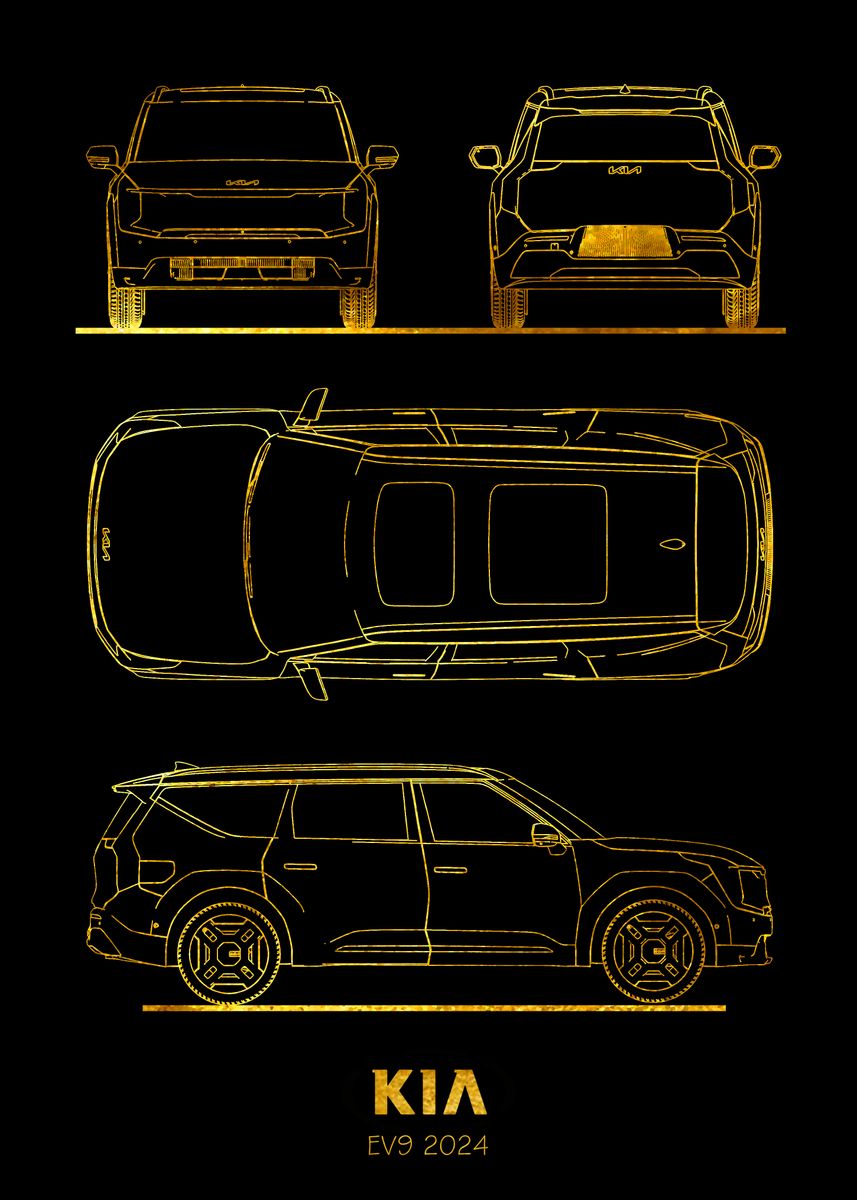 'Kia EV9 2024' Poster, picture, metal print, paint by JAT DESIGNS ...