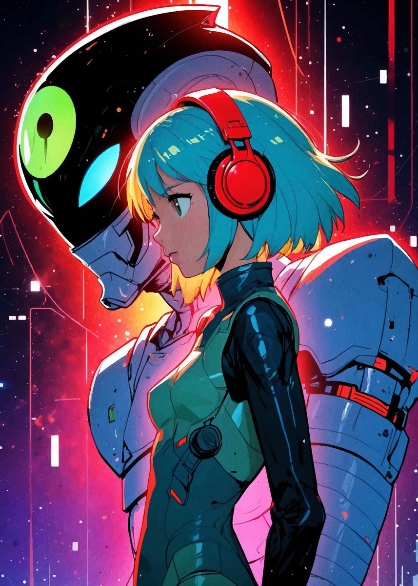 'Cyberpunk Anime Girl' Poster, picture, metal print, paint by Mollie ...