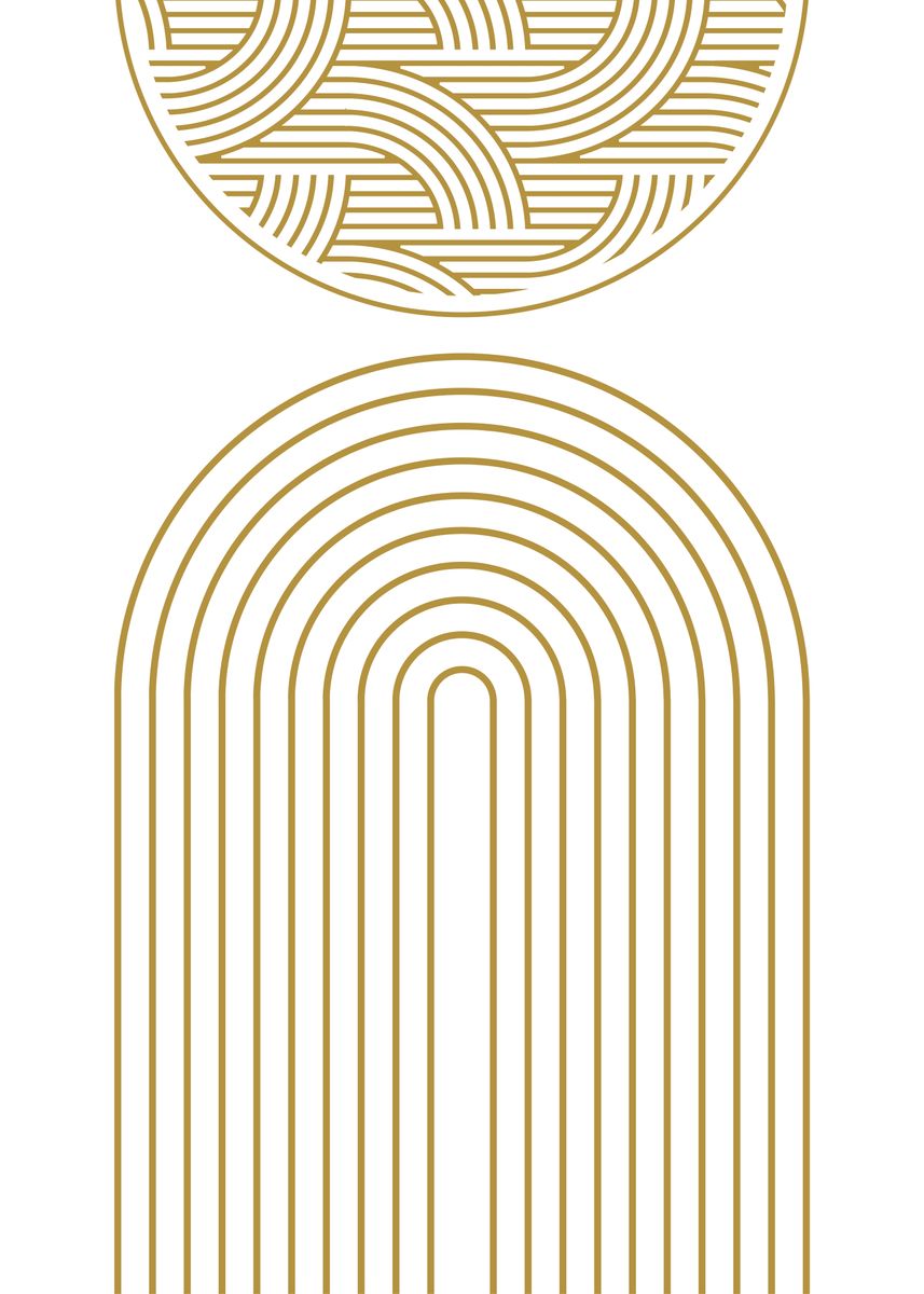 'Golden Geometric Shapes' Poster, picture, metal print, paint by ...