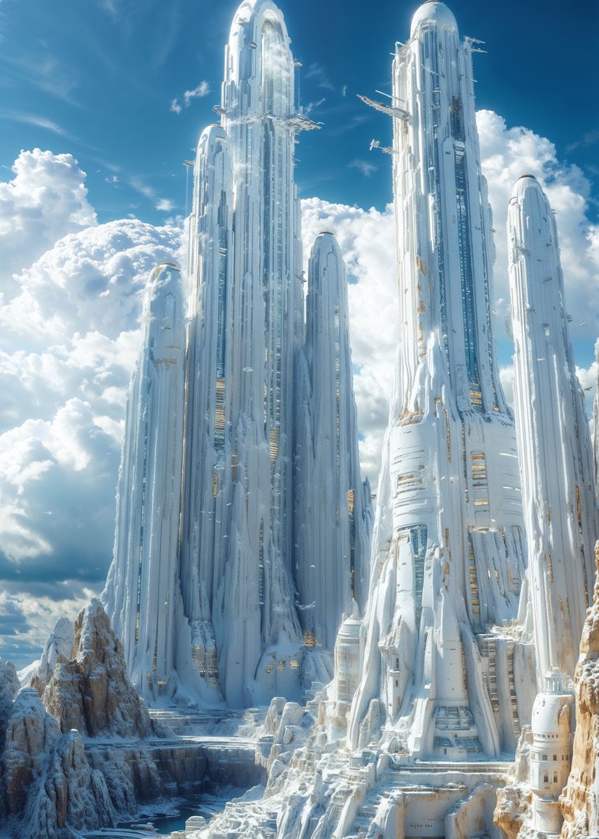 'Aquarix Futuristic Cityscape' Poster, picture, metal print, paint by ...