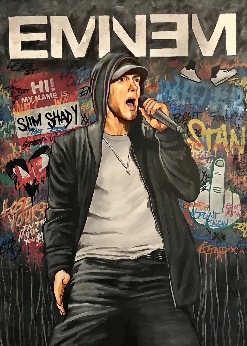 'Eminem Graffiti Portrait' Poster, picture, metal print, paint by lisa ...