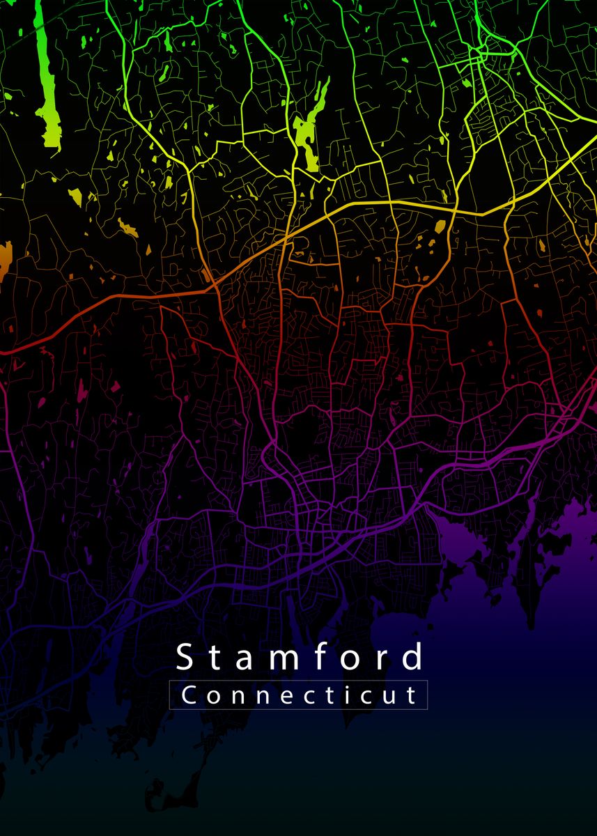 'Stamford Connecticut Map' Poster, picture, metal print, paint by ...