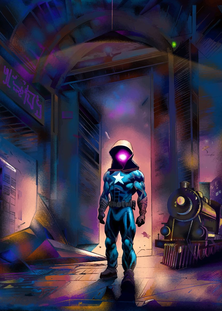 'Superhero in Urban' Poster, picture, metal print, paint by Art ...