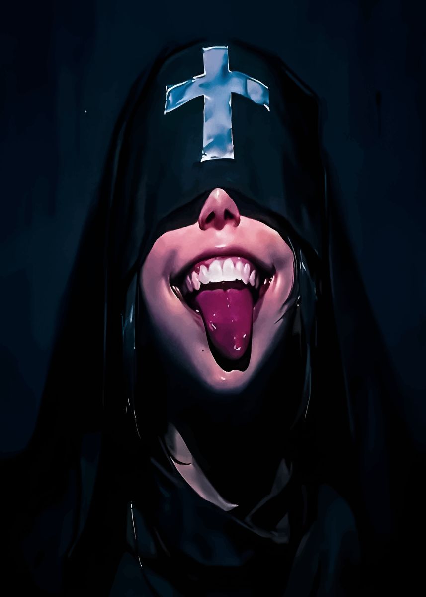 'Nun with Cross' Poster, picture, metal print, paint by aaww | Displate