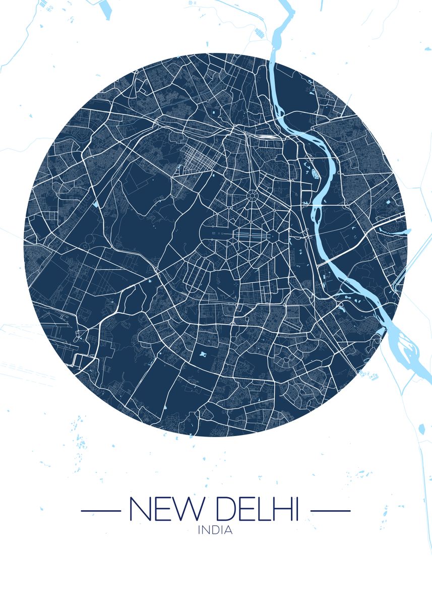 'New Delhi City Map' Poster, picture, metal print, paint by ...