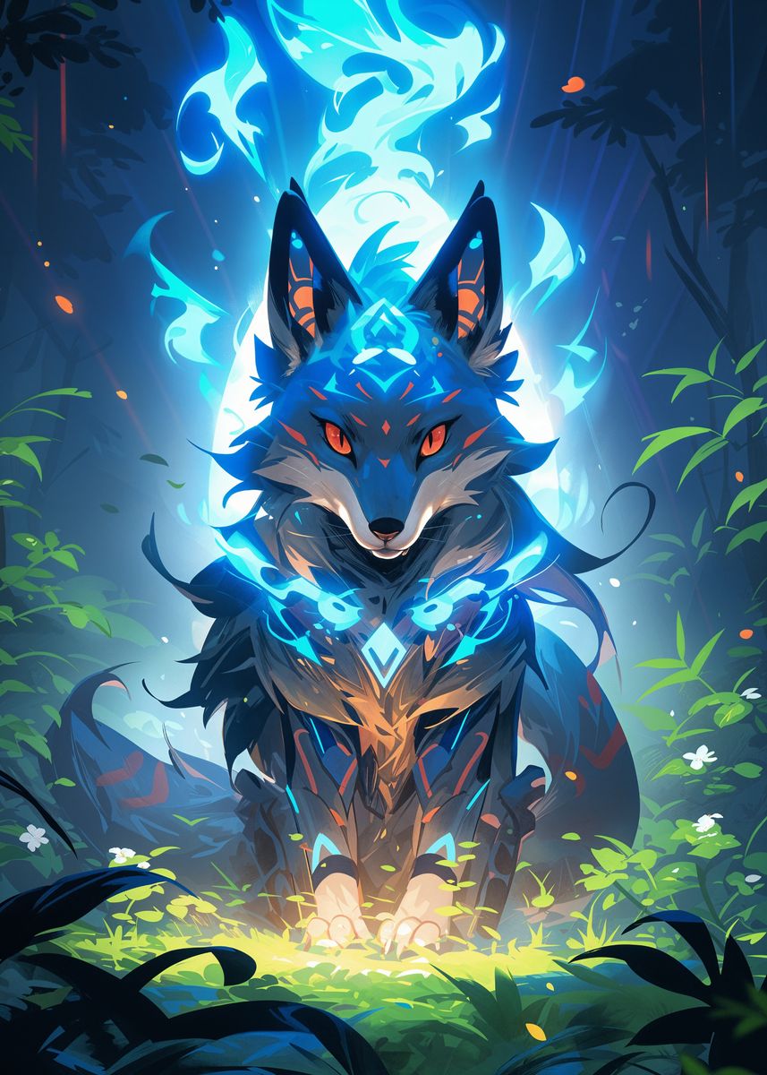 'Mystical Fire Fox' Poster, picture, metal print, paint by SuperNova ...