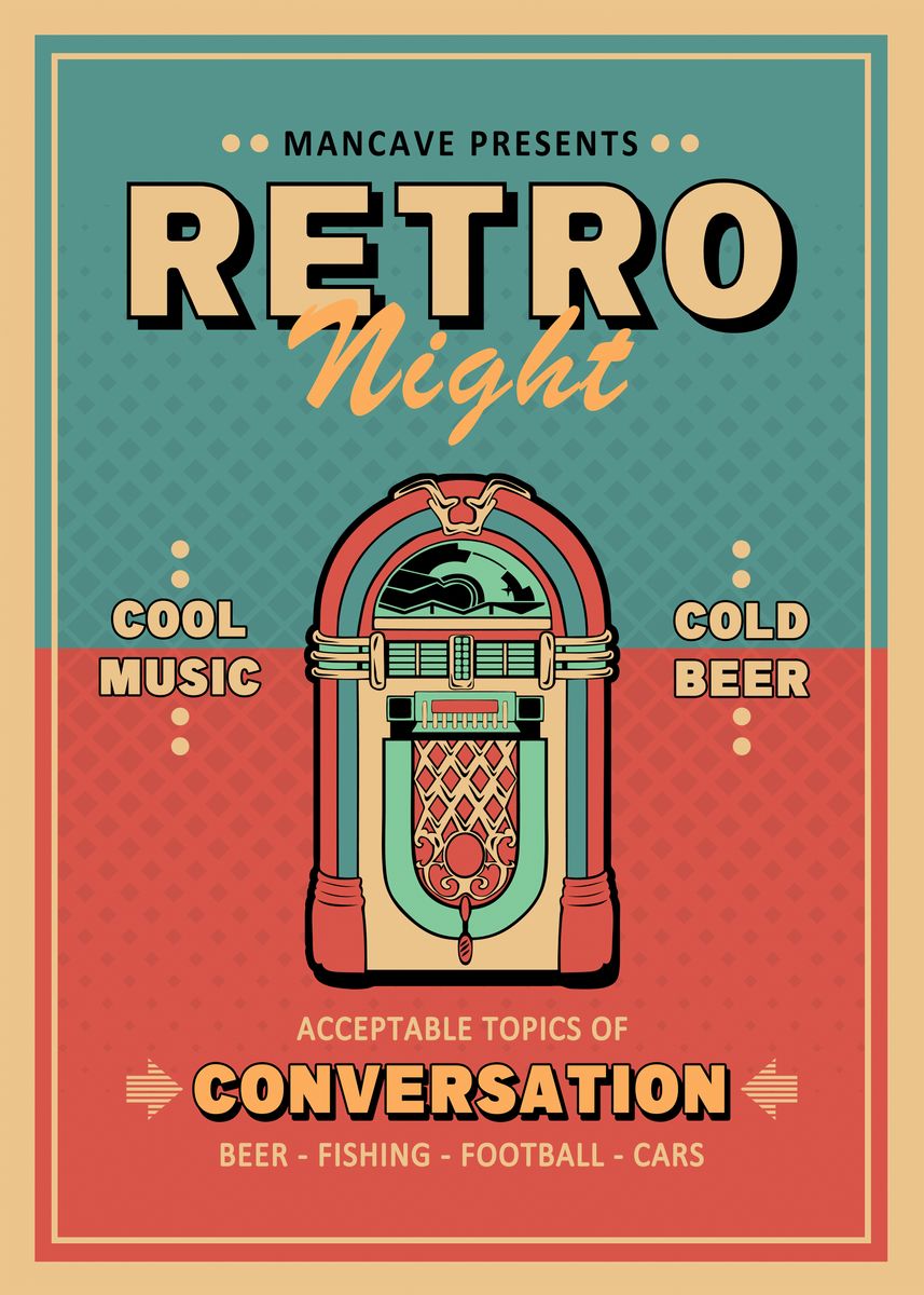 'Retro Night Poster' Poster, picture, metal print, paint by EDSON RAMOS ...