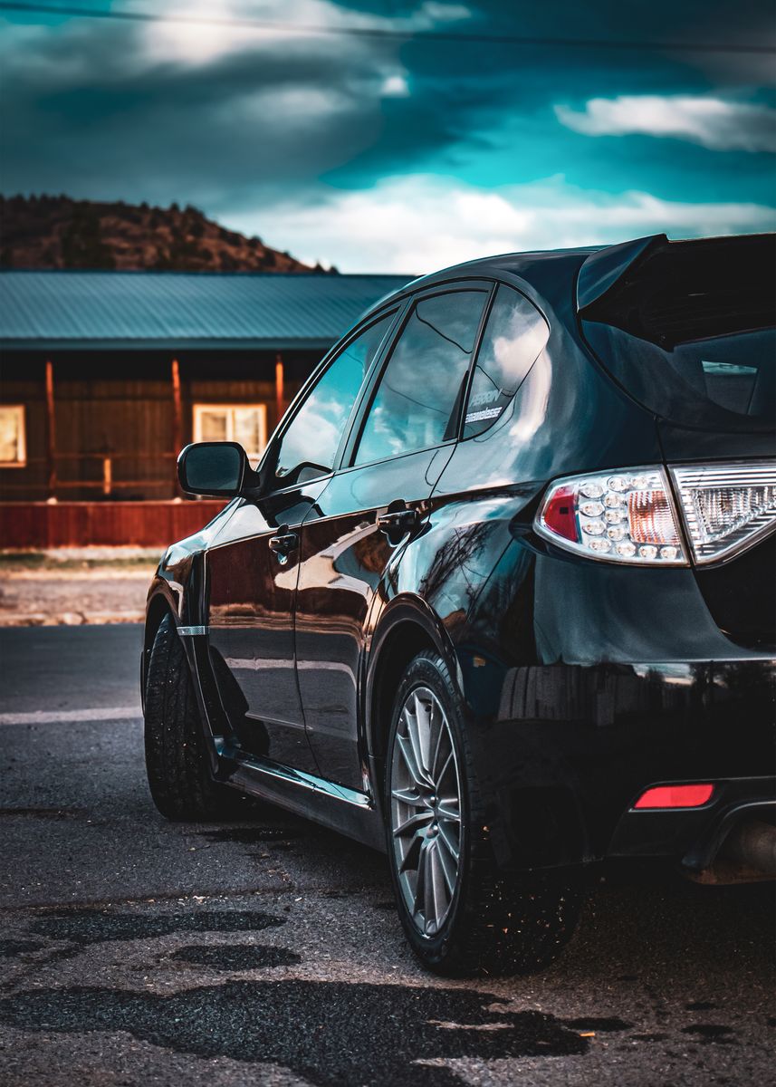 'Black Subaru Impreza WRX Hatchback' Poster, picture, metal print ...