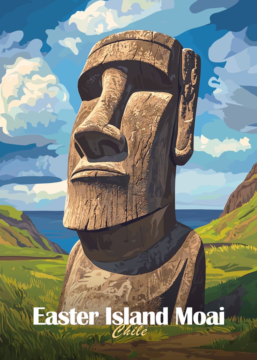 'Easter Island Moai' Poster, picture, metal print, paint by Mason Clark ...