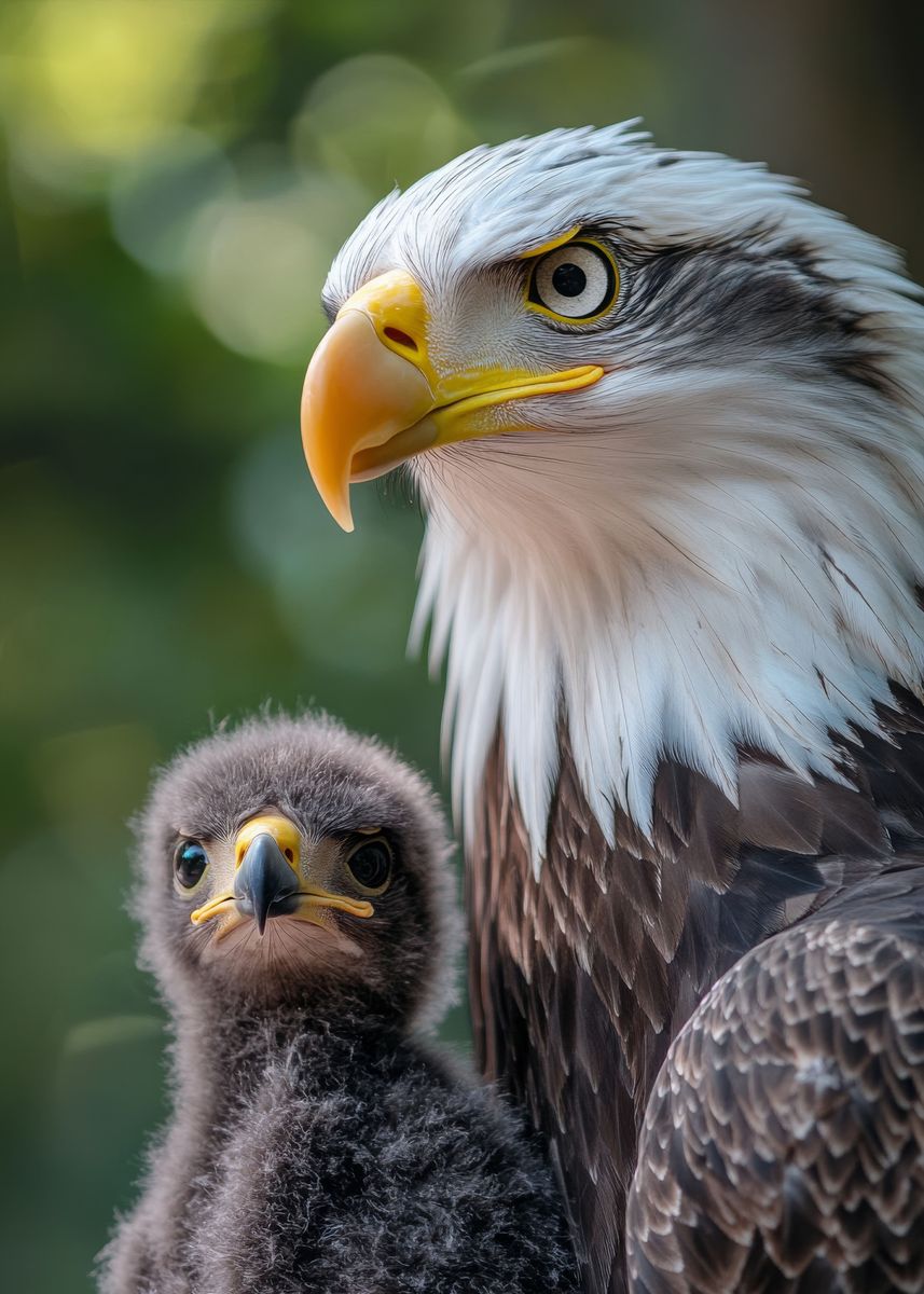 'Bald Eagle and Chick' Poster, picture, metal print, paint by Kai Scope ...