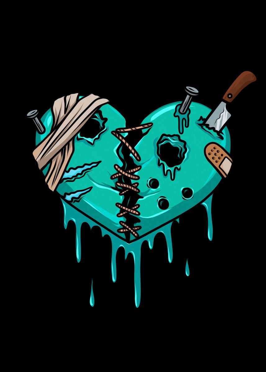 'Broken & Beaten Heart' Poster, picture, metal print, paint by Velvet ...