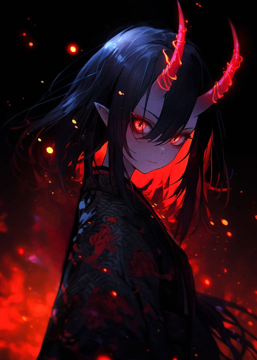 'Anime Demon Girl' Poster, picture, metal print, paint by Fionn Martin ...