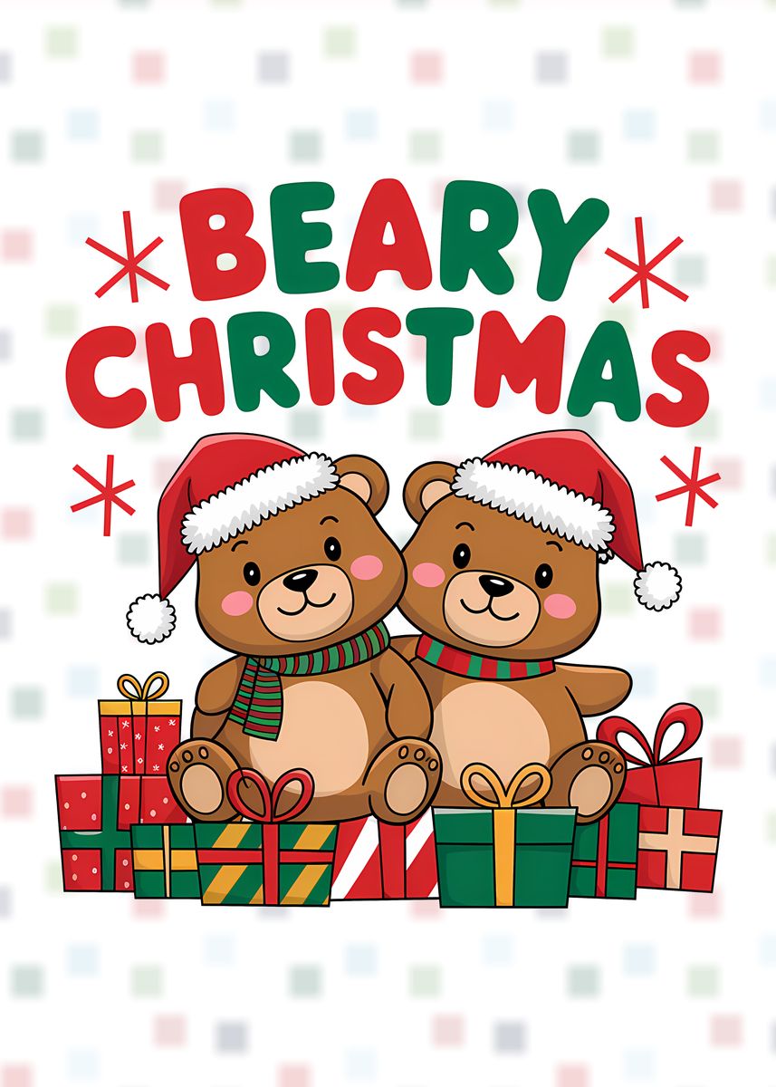 'Bear Christmas Greeting' Poster, picture, metal print, paint by David ...
