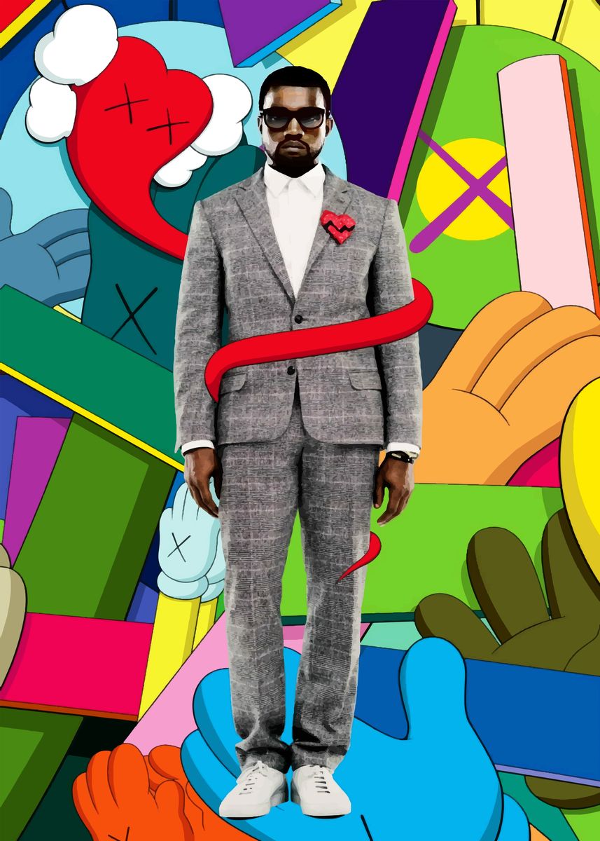 'Kanye West & KAWS Art' Poster, picture, metal print, paint by lisa ...