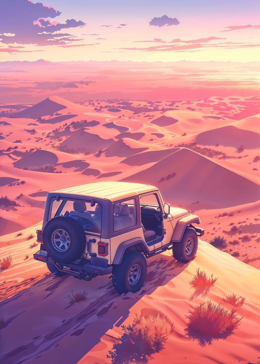'Jeep in Desert Trip' Poster, picture, metal print, paint by in candle ...