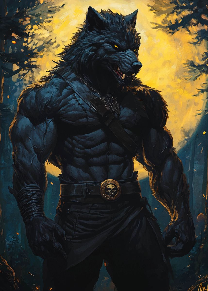 'Black Werewolf Warrior' Poster, picture, metal print, paint by Eileen ...