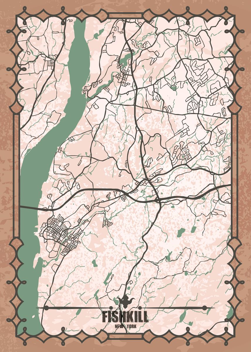 'Fishkill, New York Map' Poster, picture, metal print, paint by DE Maps ...